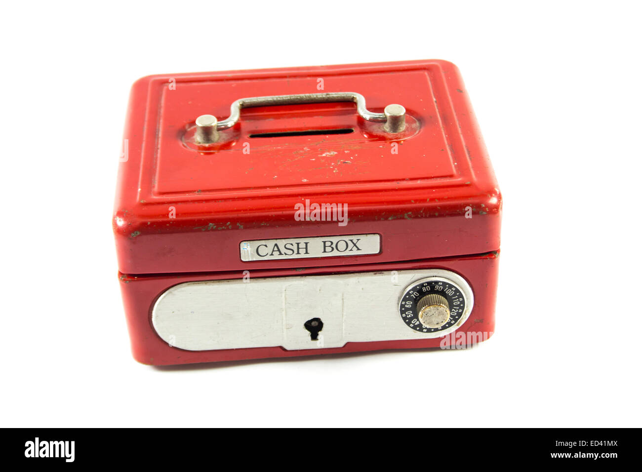 Red cash box on white background Stock Photo - Alamy