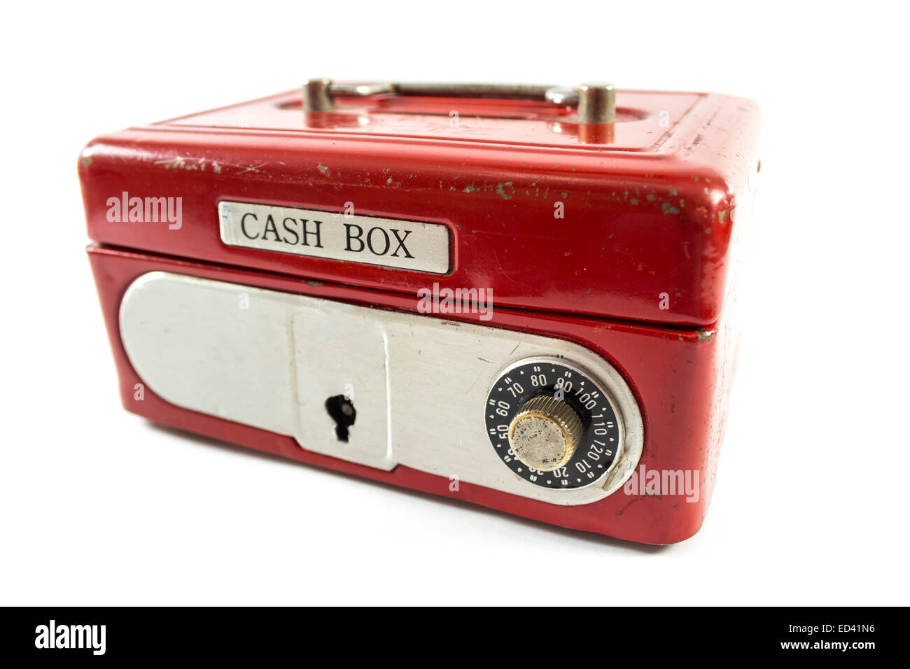 Red cash box on white background Stock Photo - Alamy
