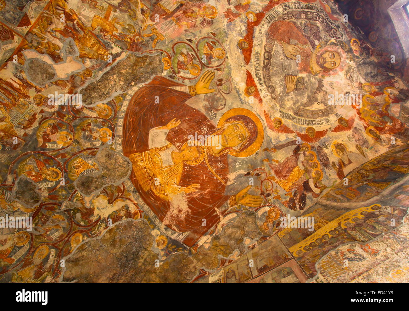 Frescoes inside the ancient Sumela monastery - originally Greek ...