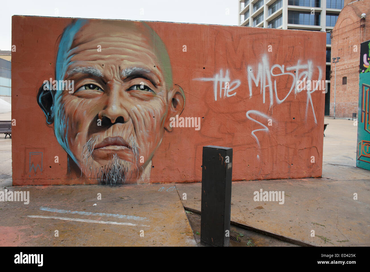 Street art in Barcelona, Catalonia, Spain. Mural on a concrete wall ...