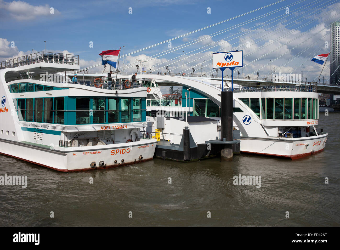 Spido tour ships in city downtown of Rotterdam, Holland, Netherlands ...