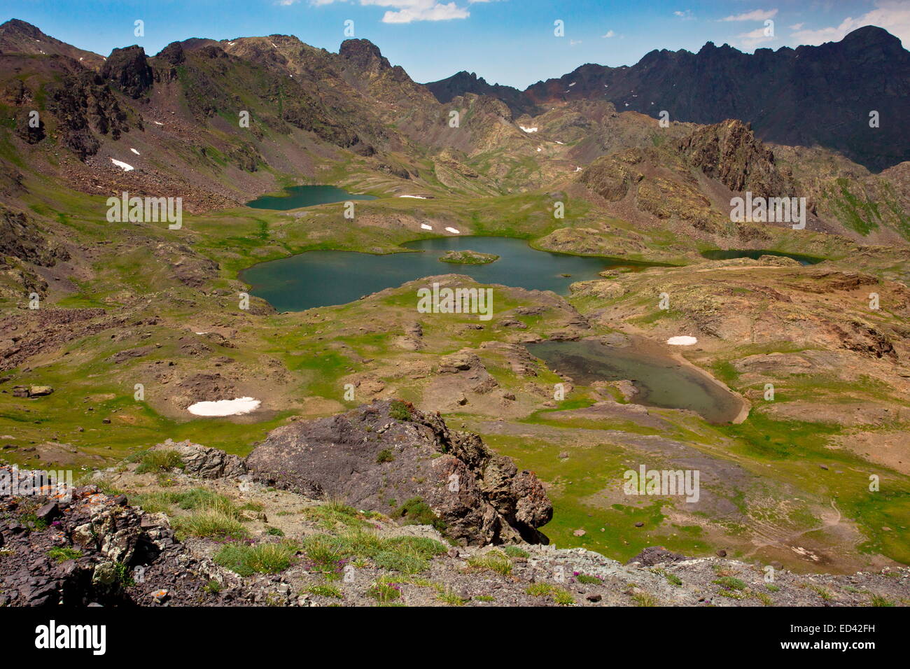 High glacial lakes at Yedi Göller - seven lakes - at 3000m in the ...