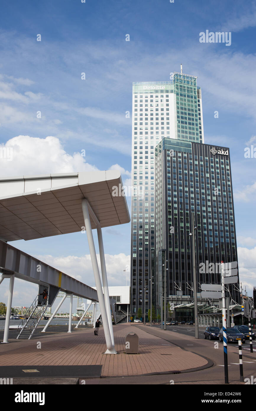 AKD and Deloitte buildings in Rotterdam city downtown in Holland, the ...