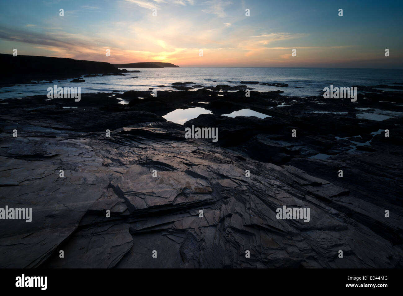 Trevone slate and sea view hi-res stock photography and images - Alamy