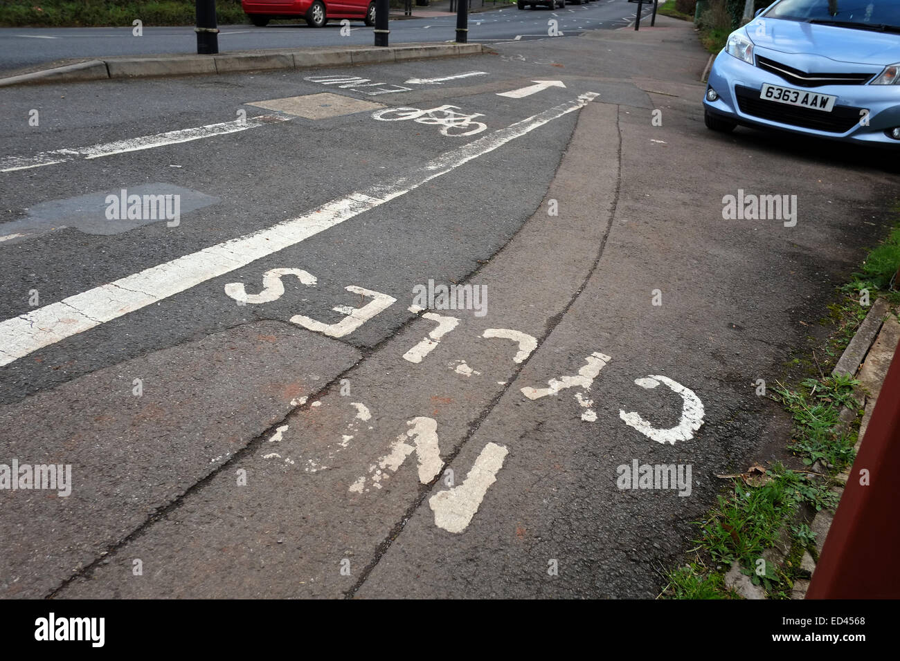 Fading cycle lane hi-res stock photography and images - Alamy