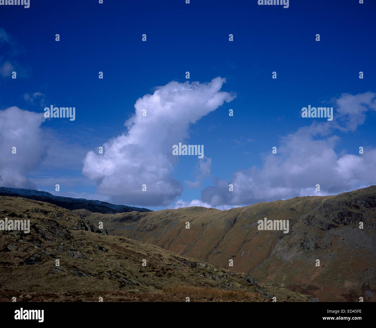 Cloud rising above St Sunday Crag between Fairfield and Helvellyn from ...