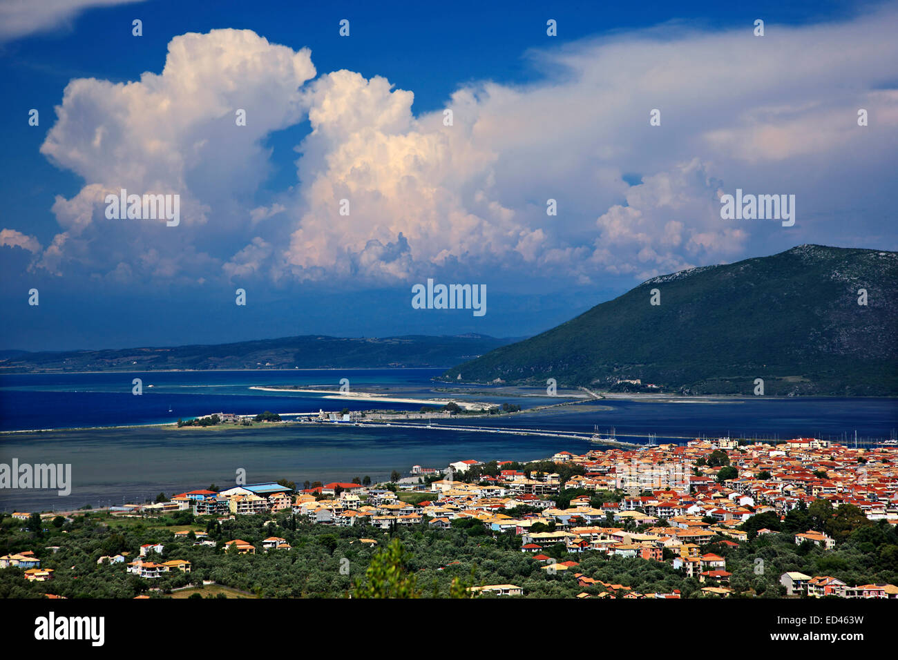 View of Lefkada ("Lefkas") town from Panagia Pefaneromeni monastery ...