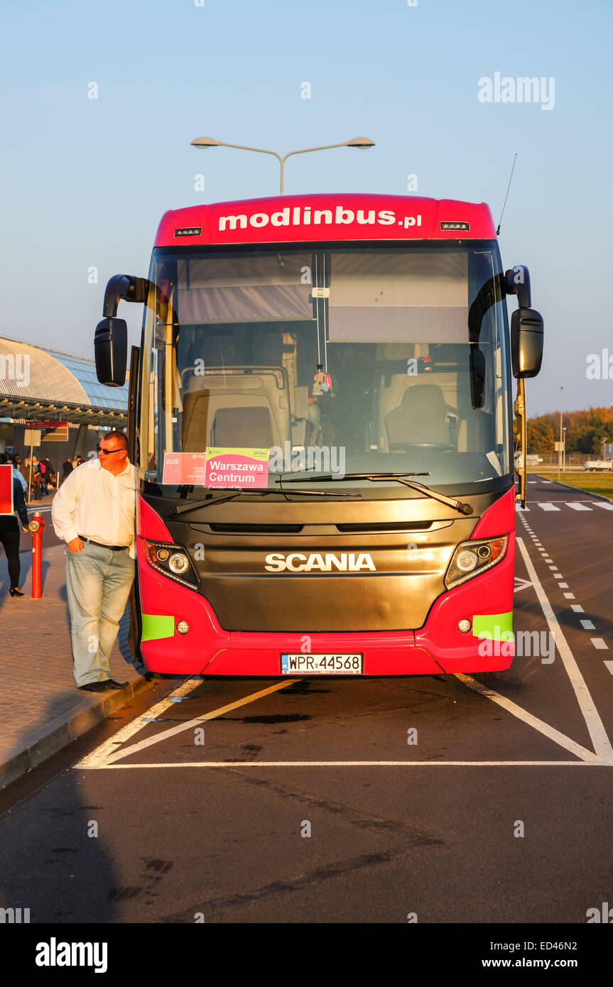 Shuttle bus in front of Warsaw Modlin Airport, Poland Stock Photo - Alamy