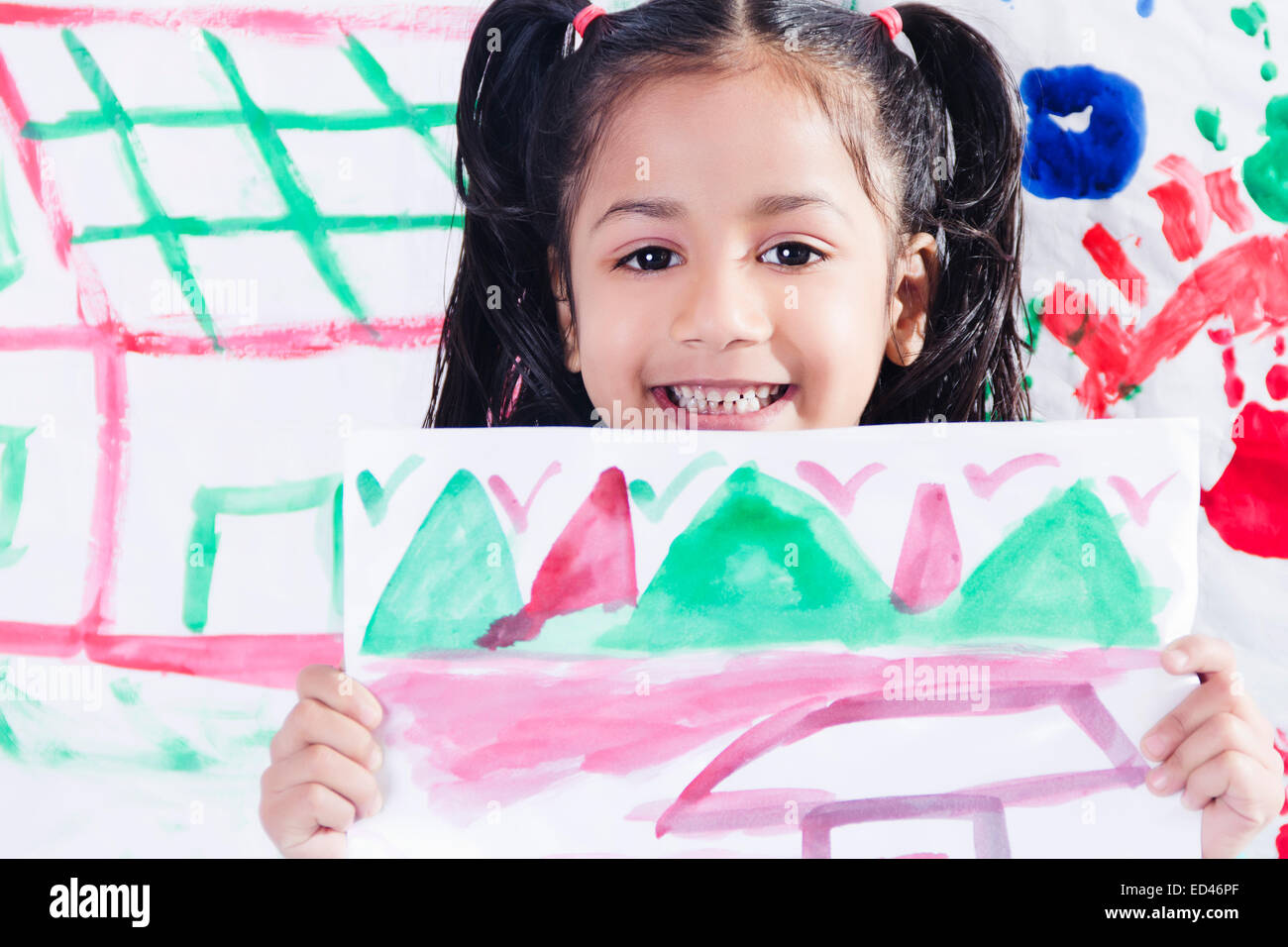 1 indian child girl student Drawing Stock Photo - Alamy