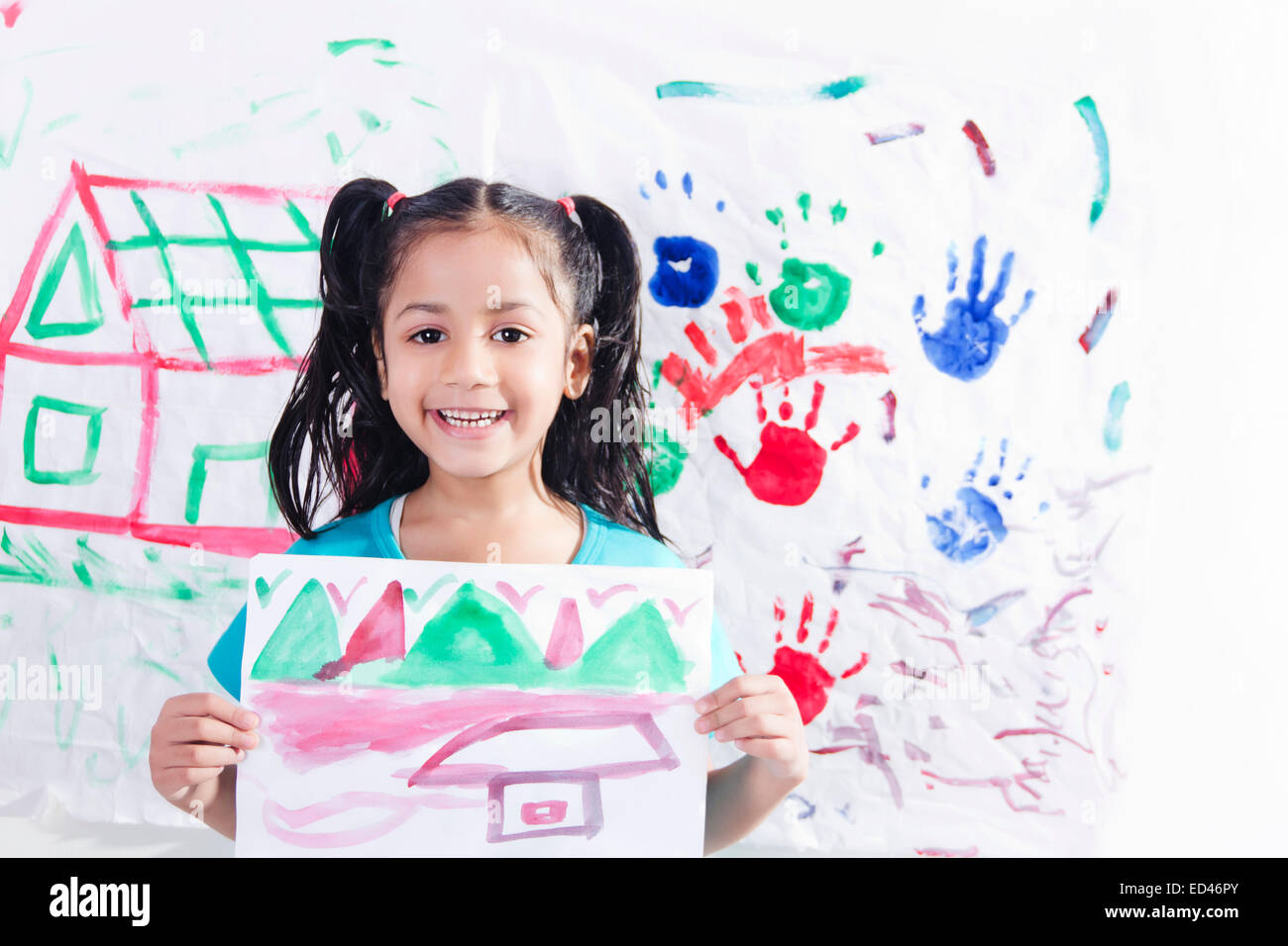 1 indian child girl student Drawing Stock Photo - Alamy