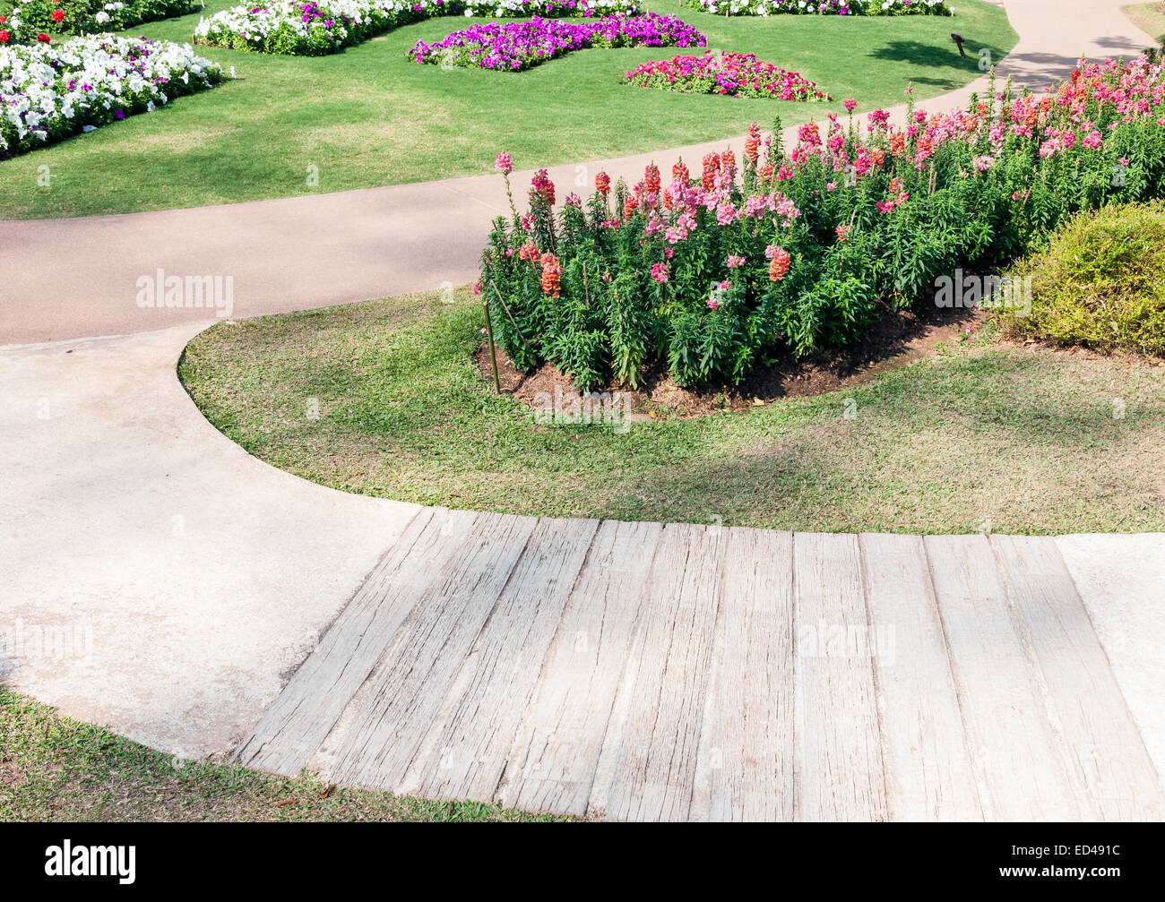 Small pathway in the colorful garden Stock Photo - Alamy