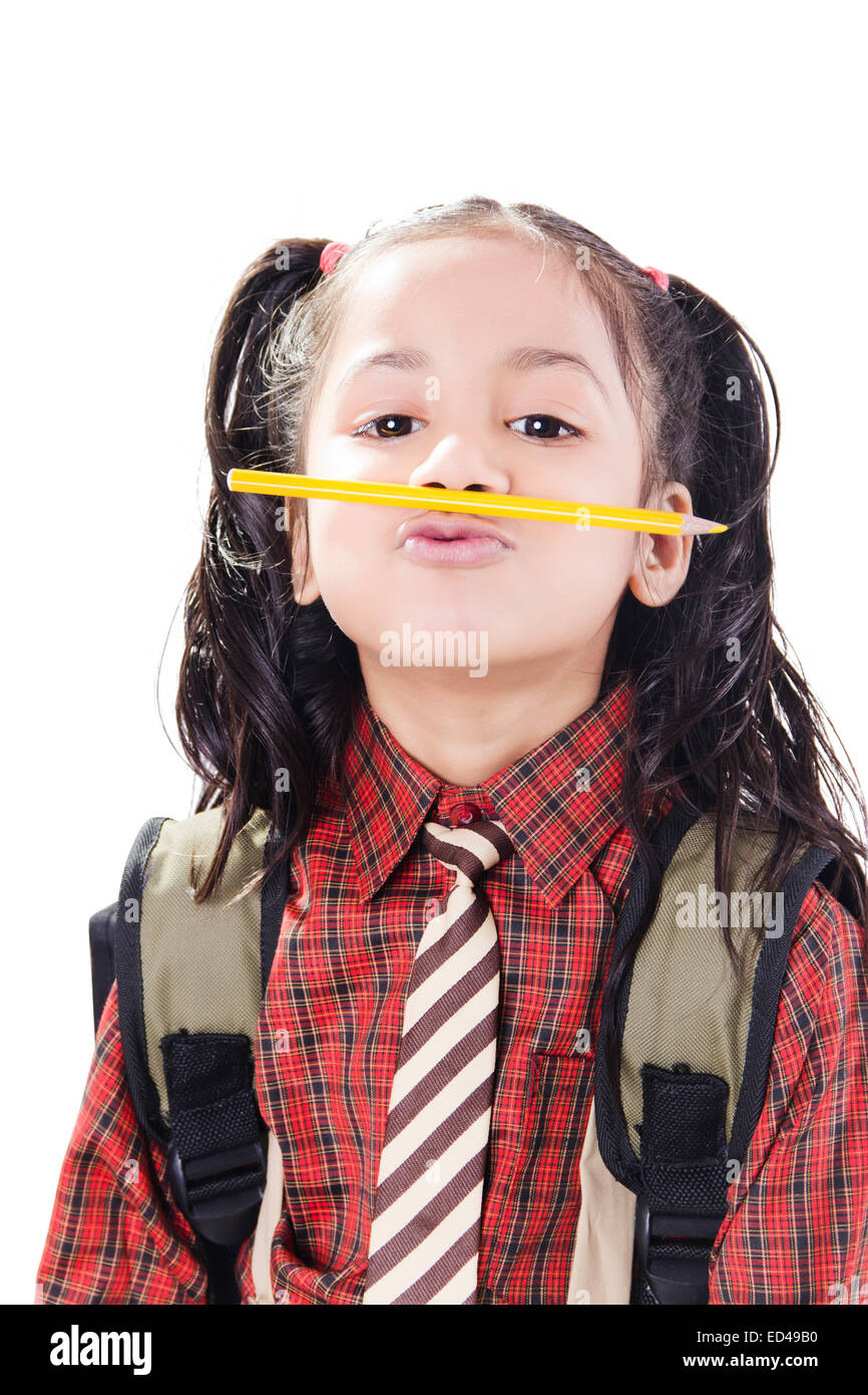 1 indian child girl schooll student Mischief Stock Photo - Alamy
