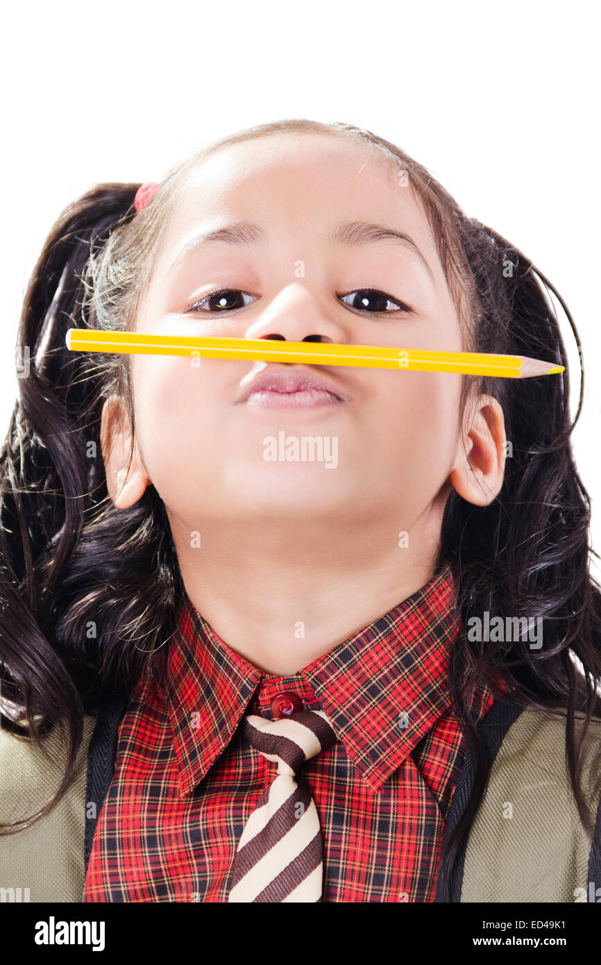 1 indian child girl schooll student Mischief Stock Photo - Alamy