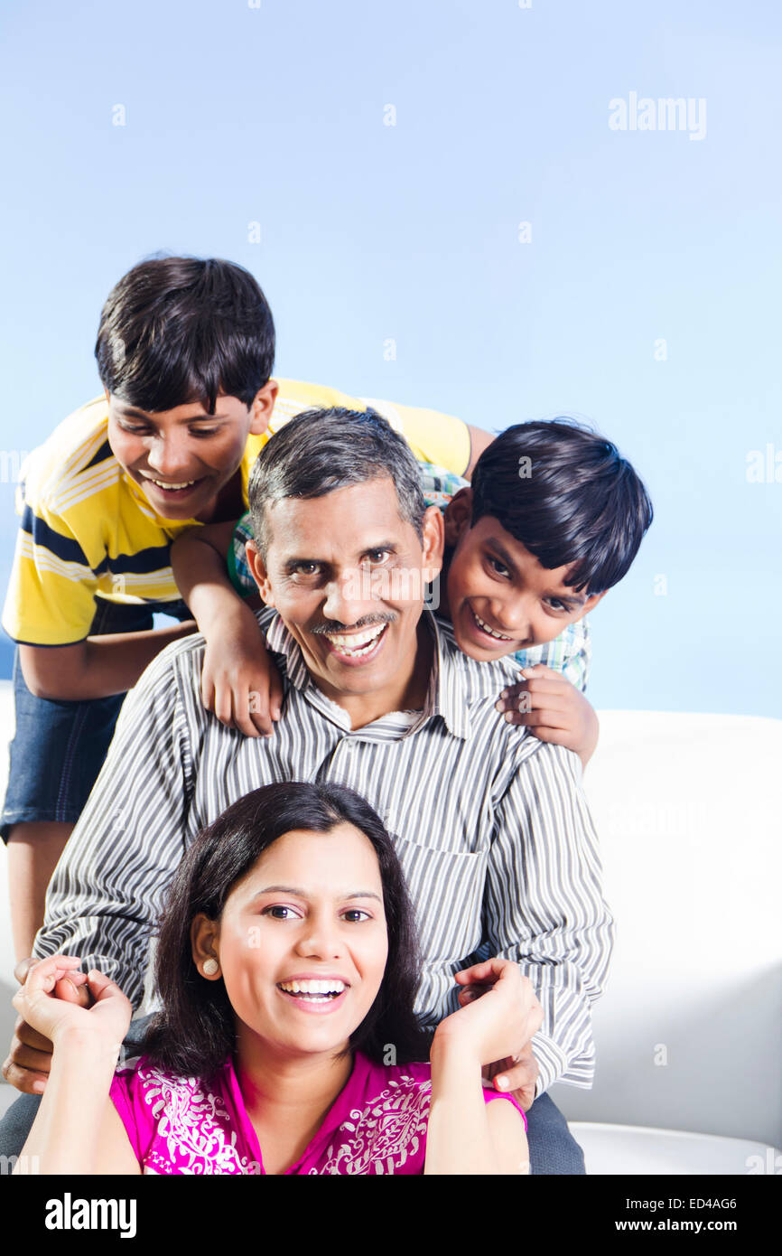 indian father with children home fun Stock Photo - Alamy