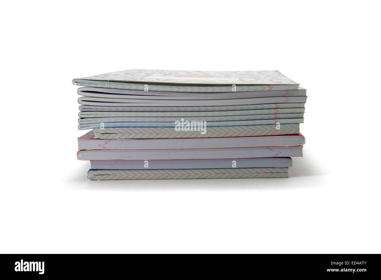 exercise books on a white background Stock Photo - Alamy