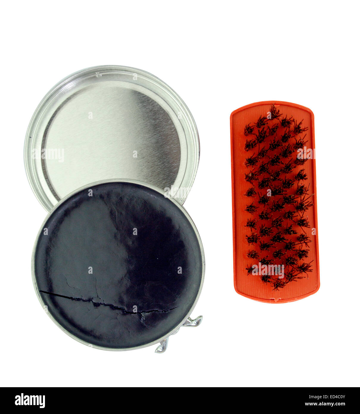 Shoe polish and brush on white Stock Photo - Alamy