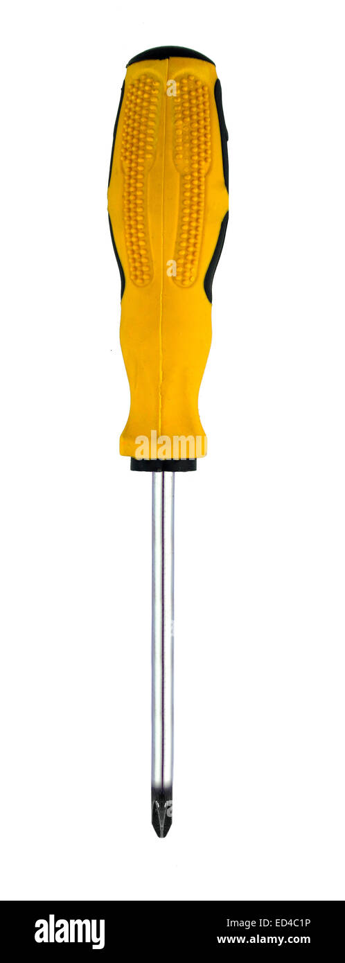 Yellow screwdriver isolated on white background Stock Photo - Alamy