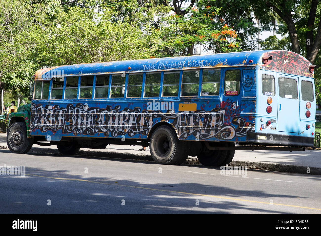 Old painted bus Stock Photo - Alamy