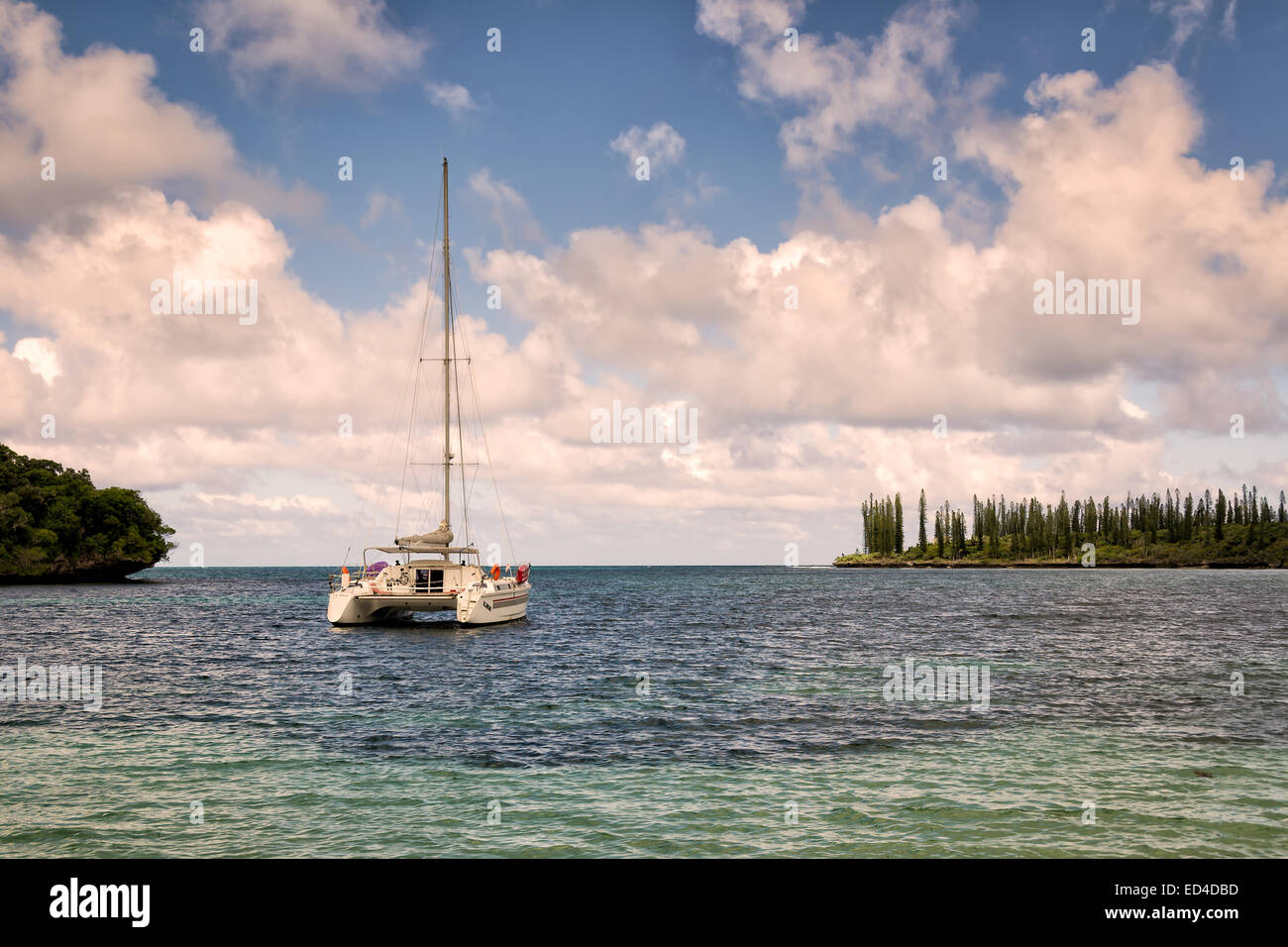 A photo of a sailboat in the Cook Islands in the South Pacific Stock ...
