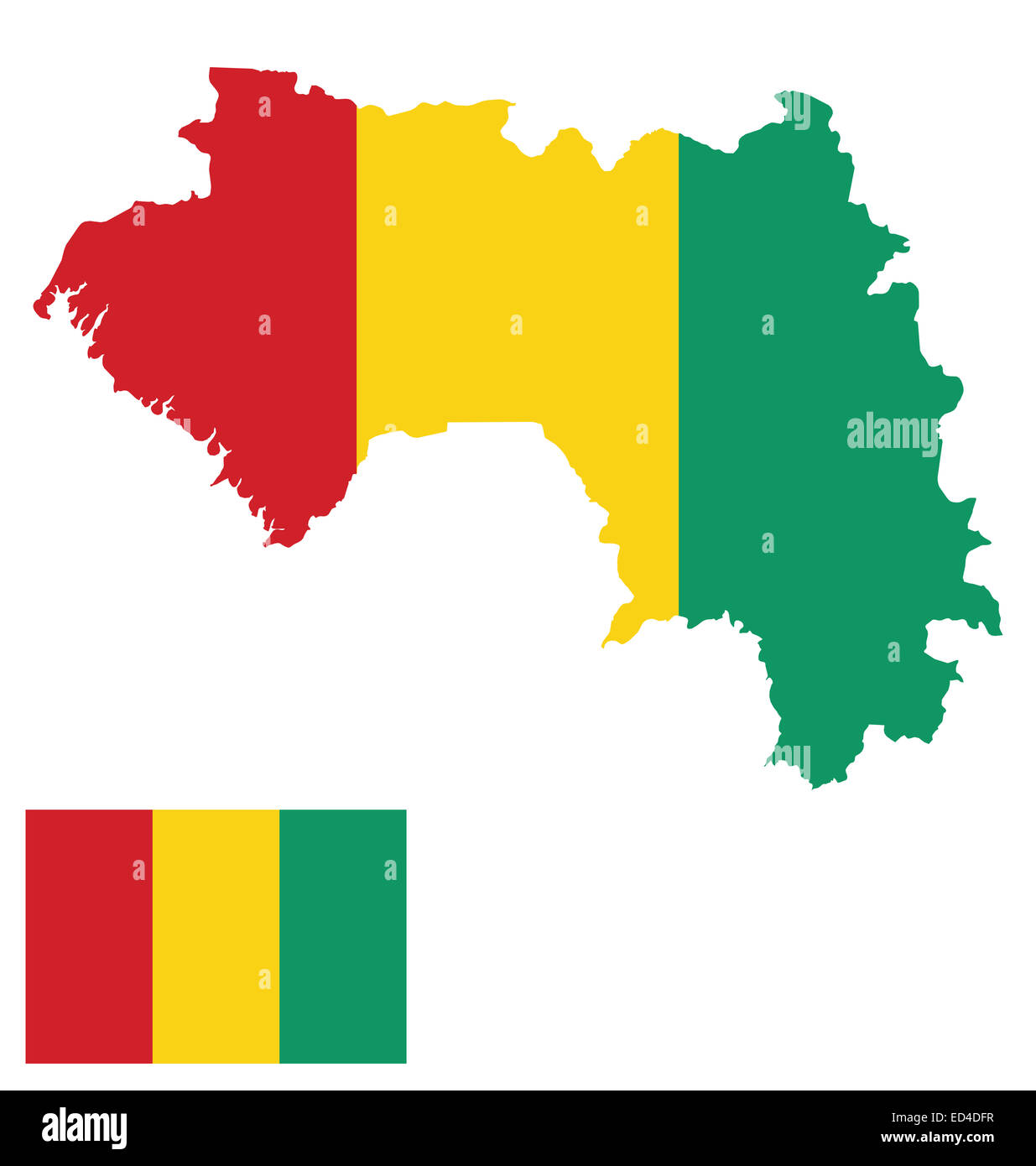 Flag of the Republic of Guinea overlaid on outline map Stock Photo - Alamy