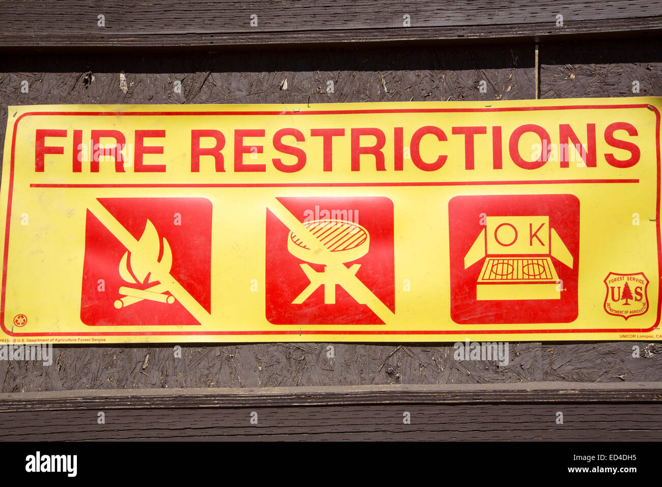 A fire restrictions sign by the Kern River below Lake Isabella ...