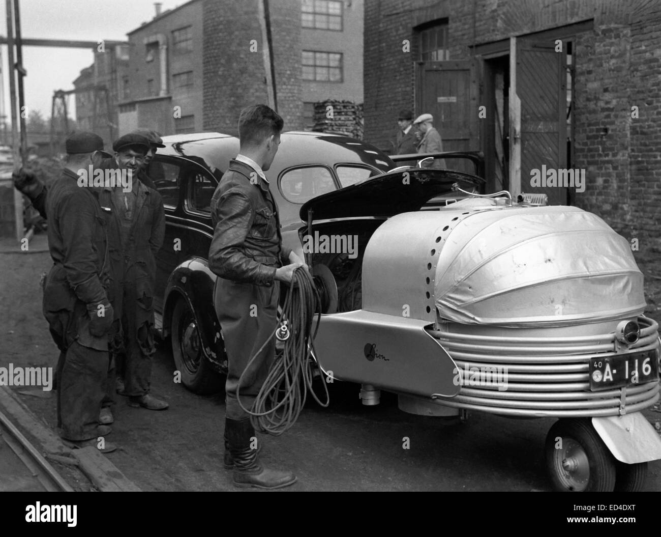 This 1939 broadcast van is equipped with a wood gas unit, showcasing ...