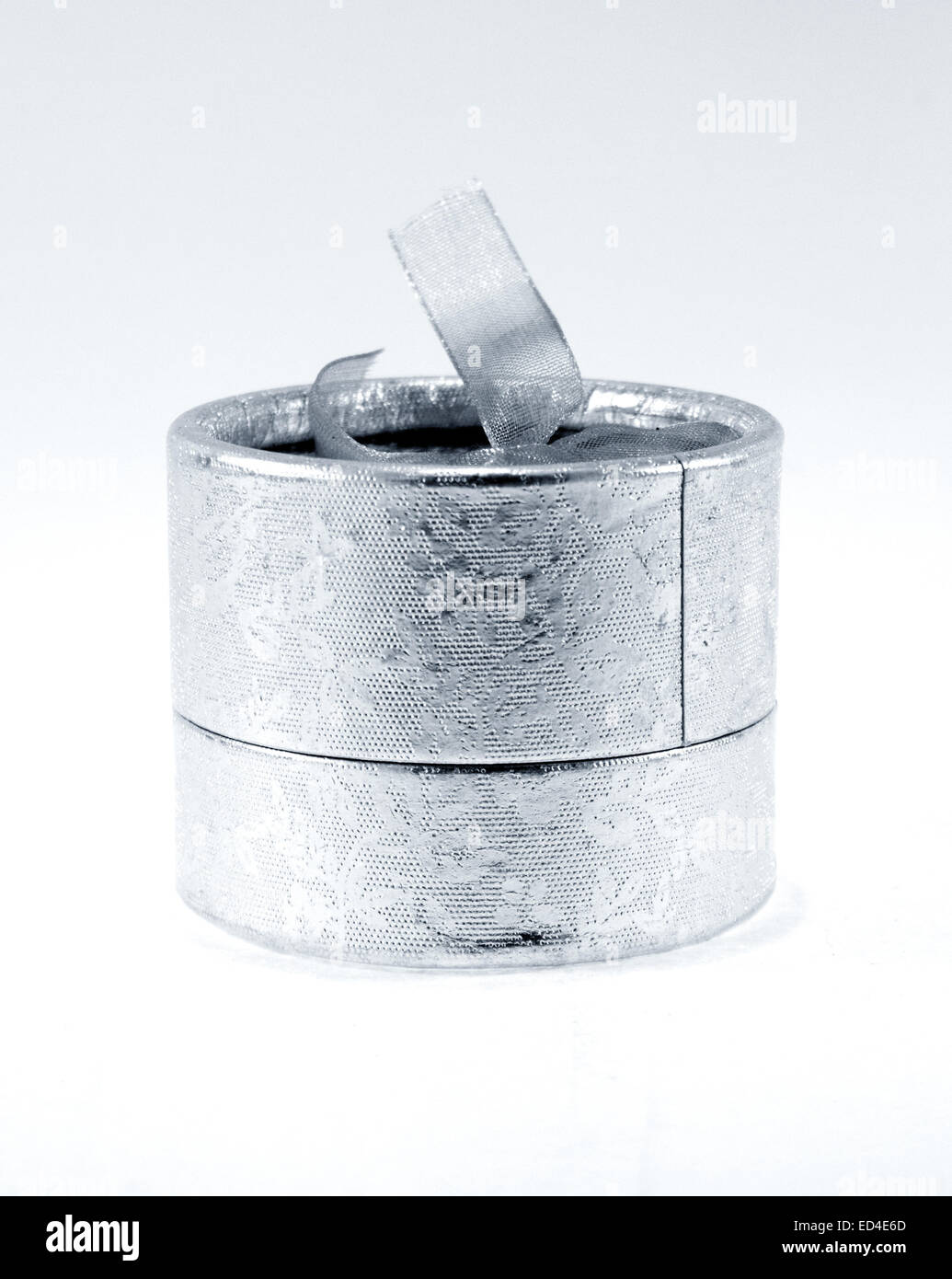 Silver velvet box for the ring, isolated over the white background ...