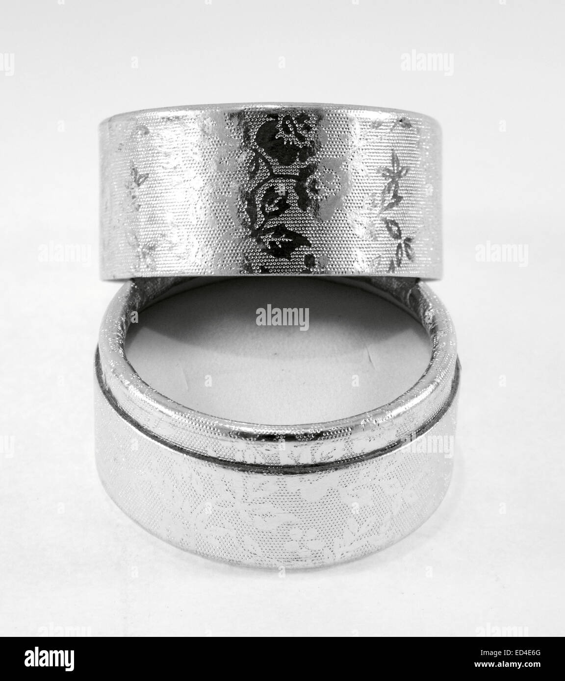 Silver velvet box for the ring, isolated over the white background ...