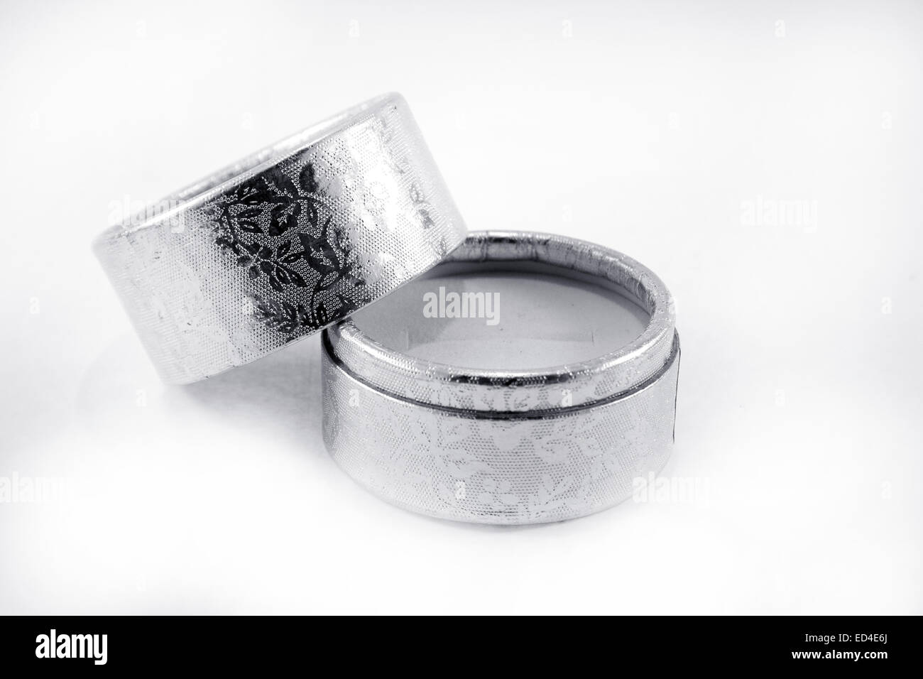 Silver velvet box for the ring, isolated over the white background ...