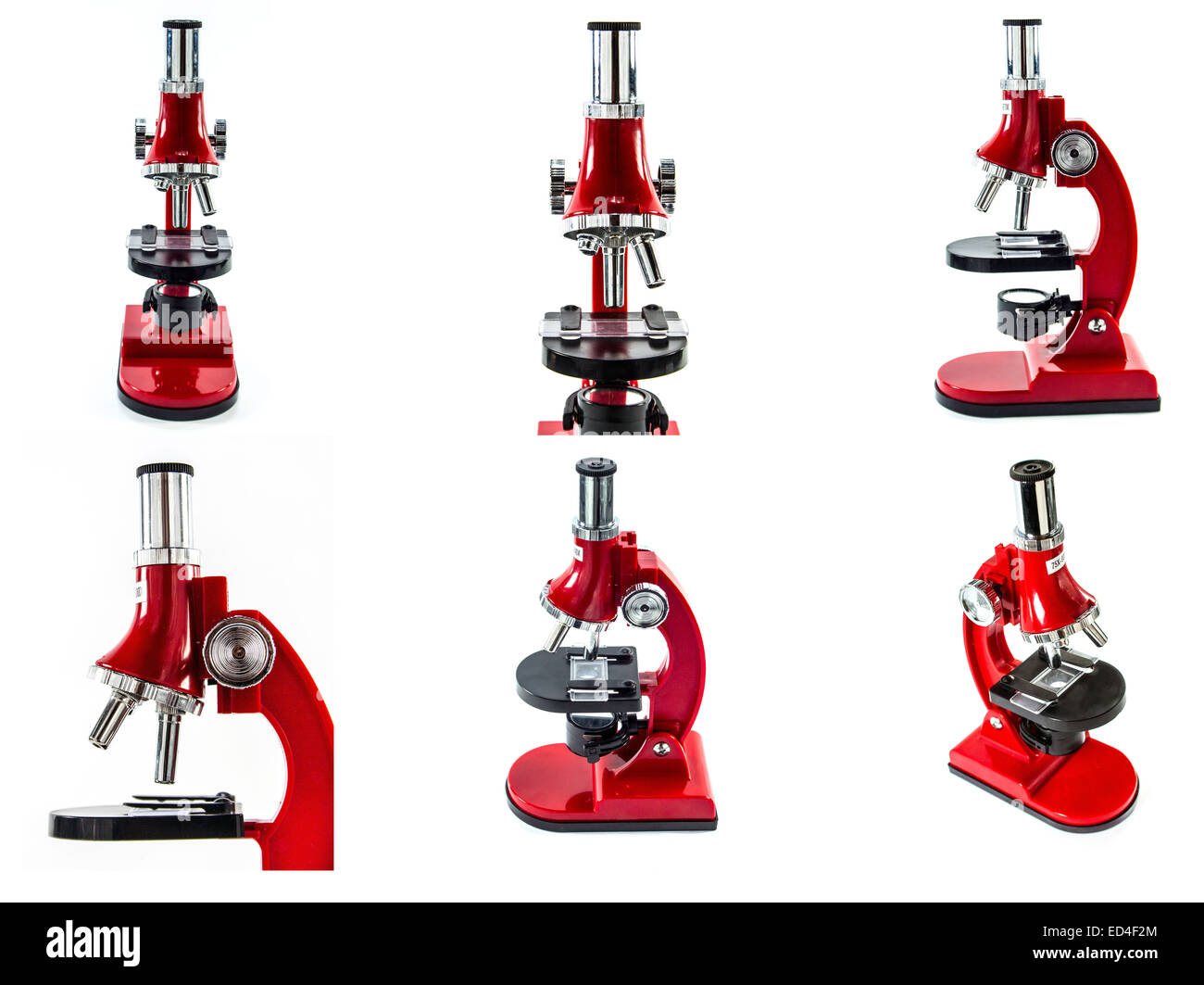 Modern red Microscope isolated on white background Stock Photo - Alamy