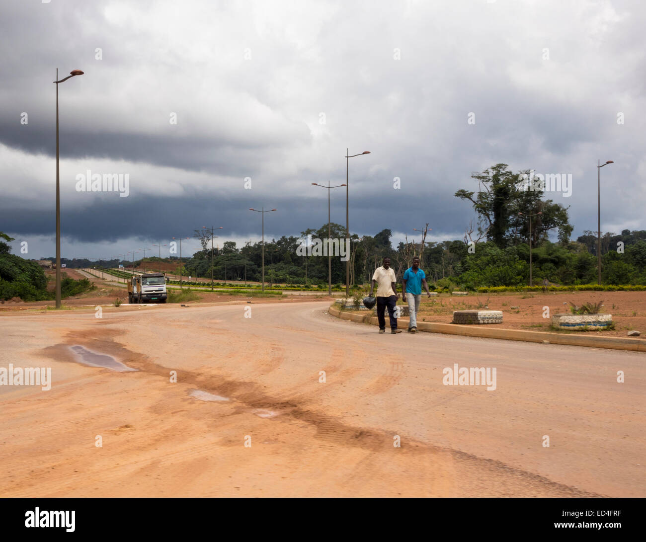 Construction of roads in the jungle to make the new capital city which ...