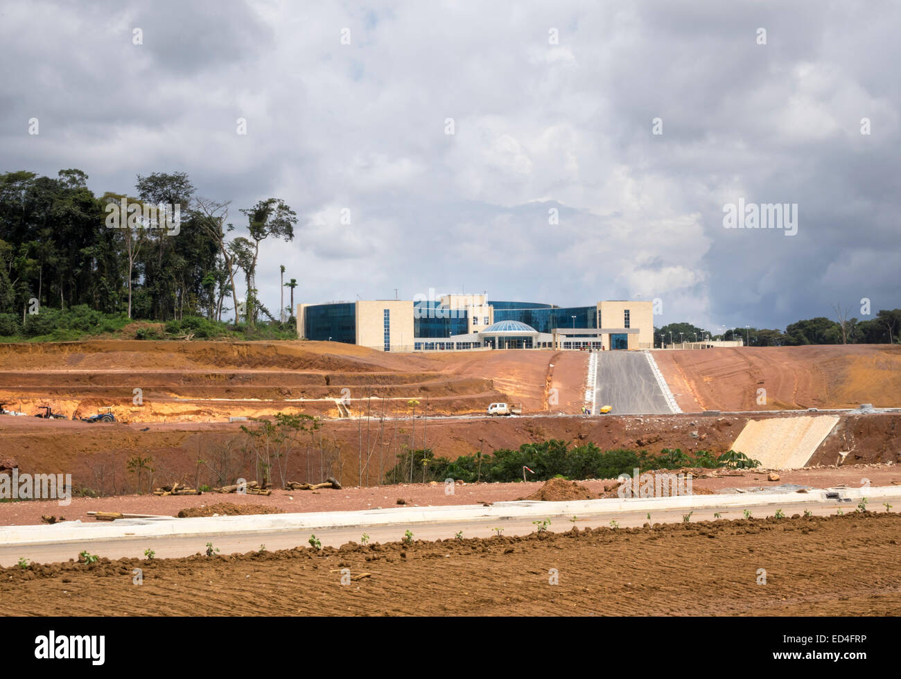 Construction of roads in the jungle to make the new capital city which ...