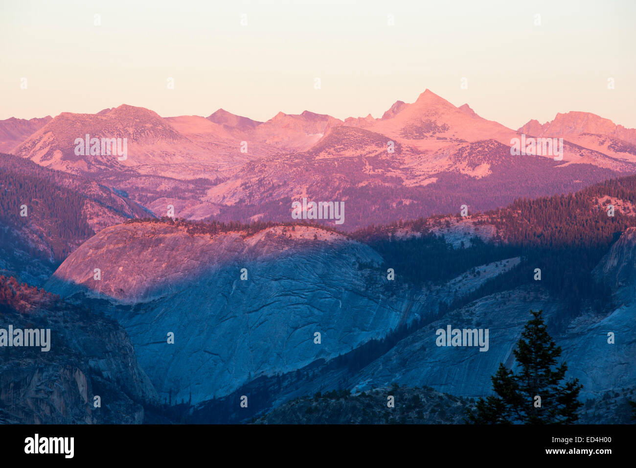 Granite Domes at dusk from Glacier Point above Yosemite Valley ...