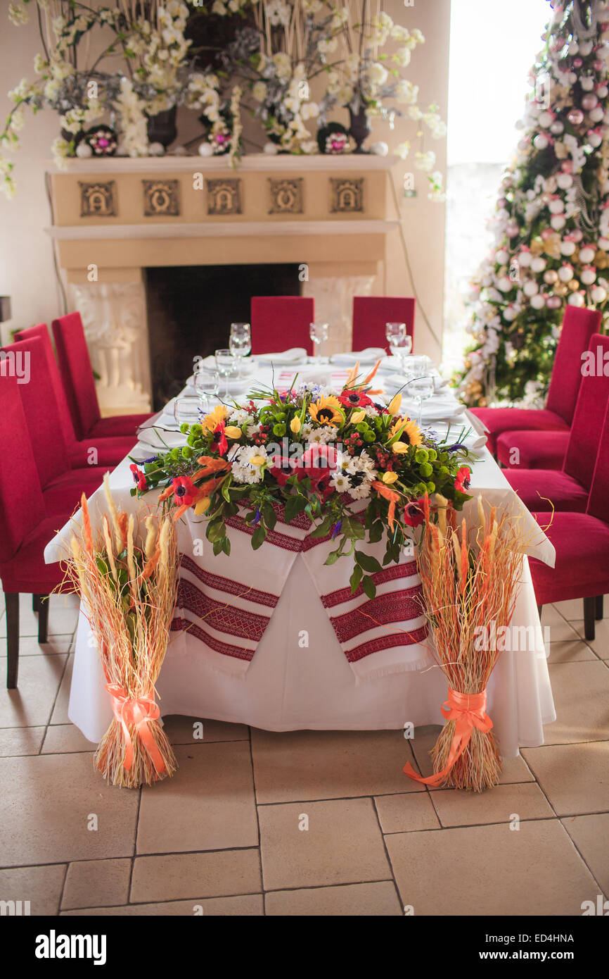 Ukrainian decorated table Stock Photo - Alamy