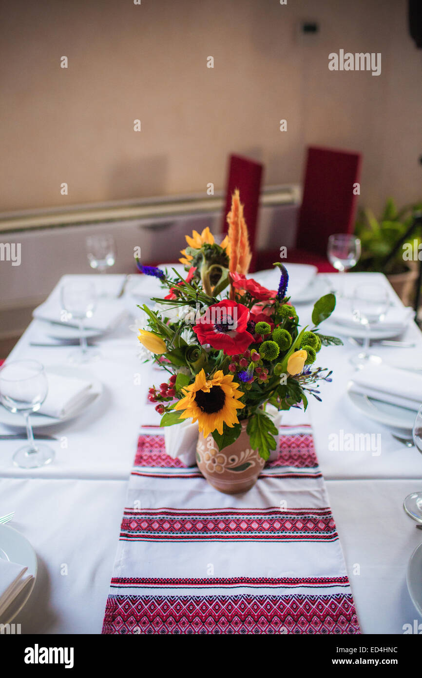 Ukrainian decorated table Stock Photo - Alamy
