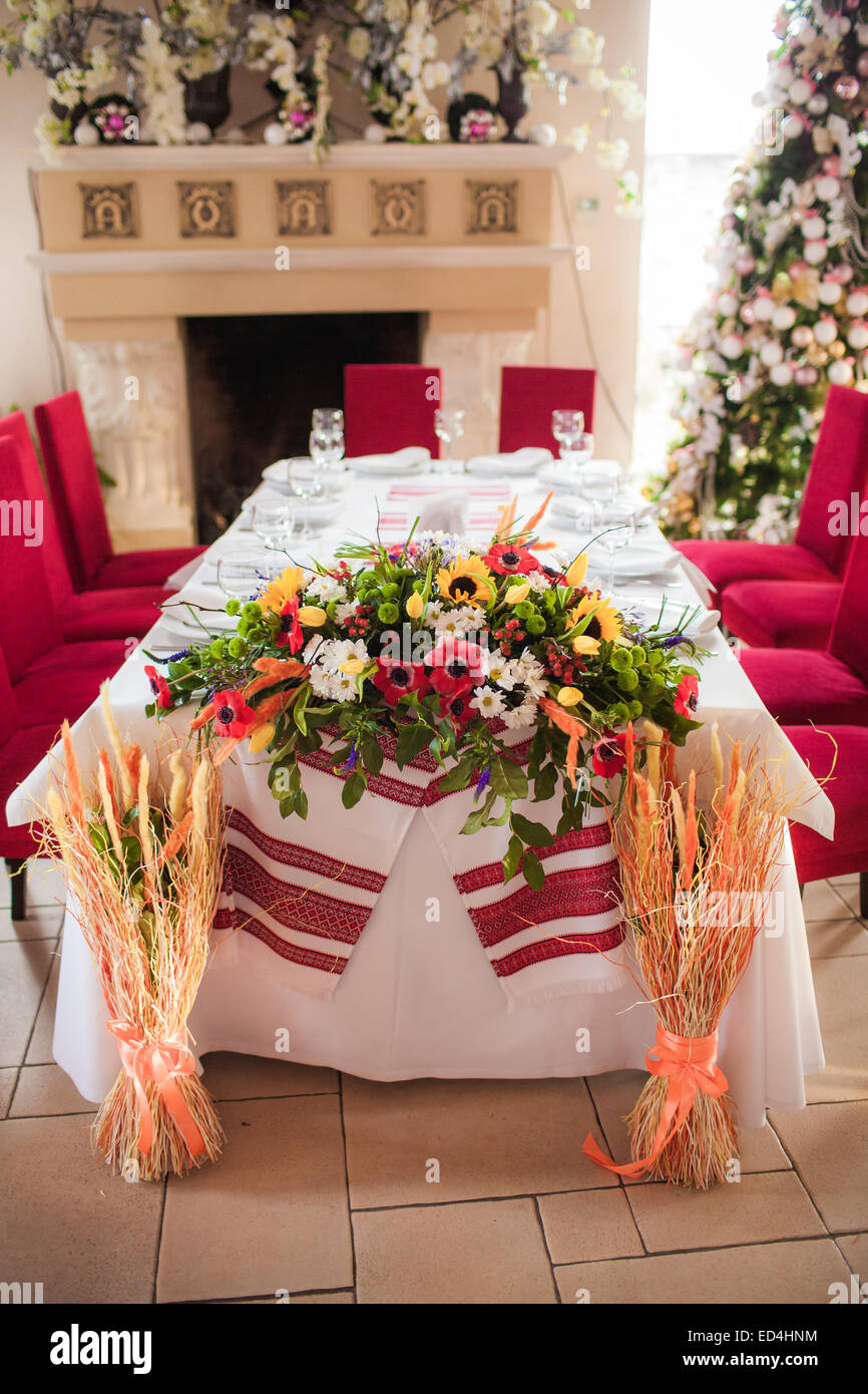 Ukrainian decorated table Stock Photo - Alamy