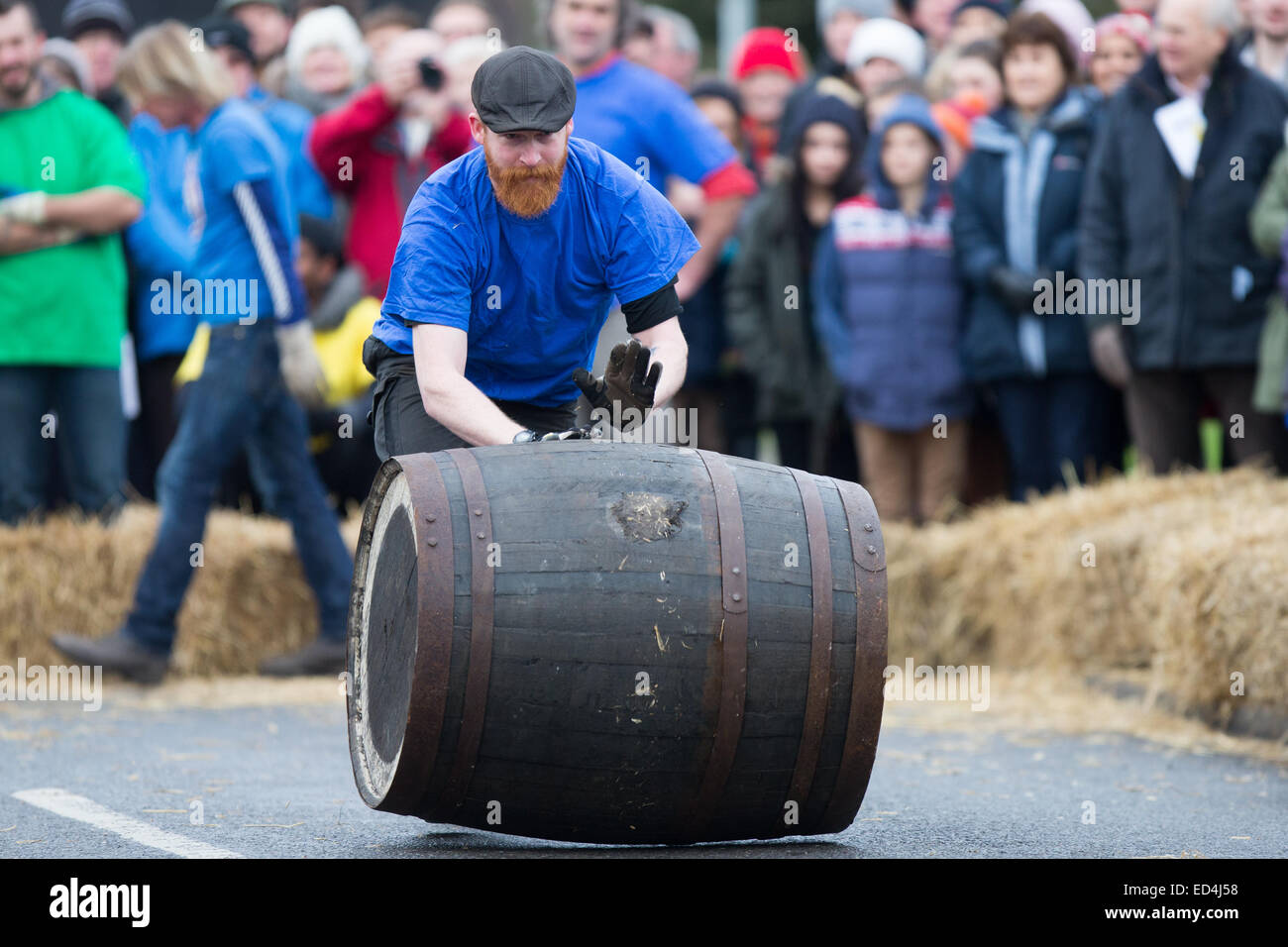 Boxing Day Barrel Rolling Race in the village of Grantchester near ...