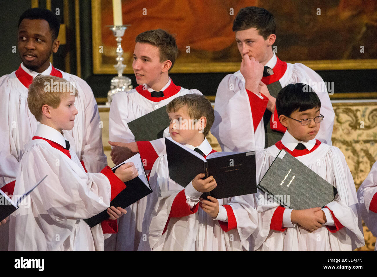 King's College Cambridge choir having their final rehearsal before the ...