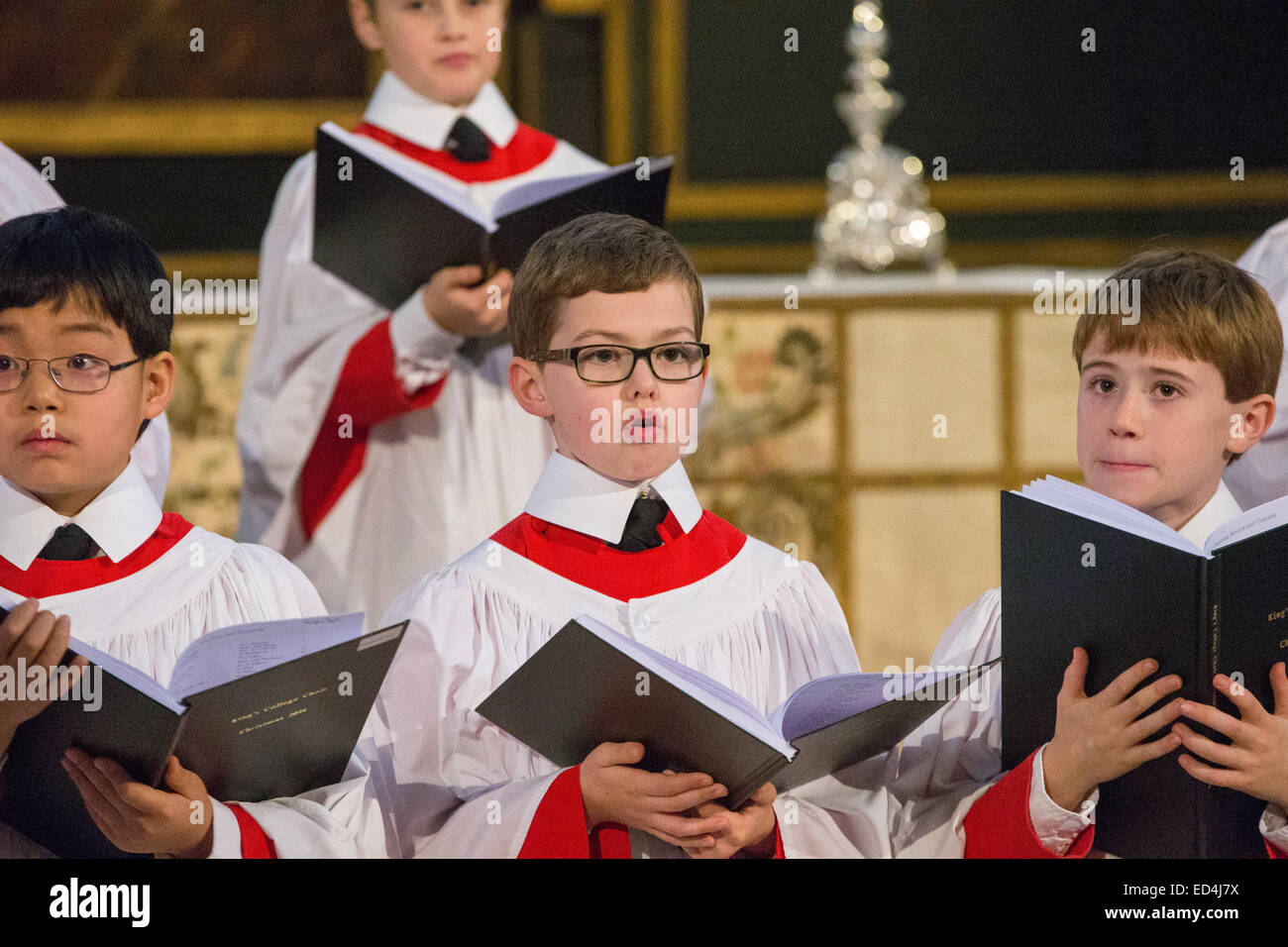 King's College Cambridge choir having their final rehearsal before the recording of A Festival ...