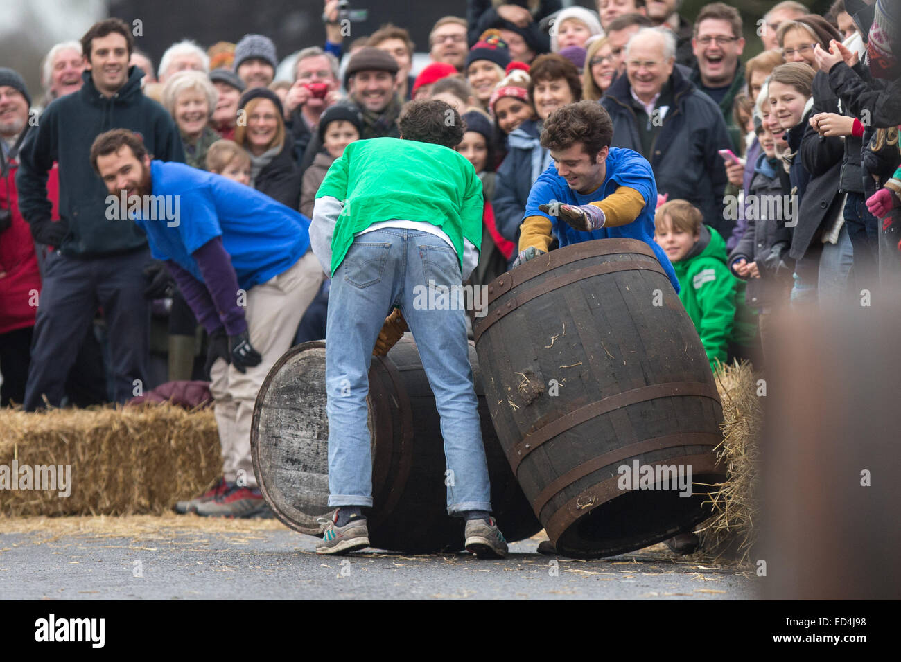 Boxing Day Barrel Rolling Race in the village of Grantchester near ...