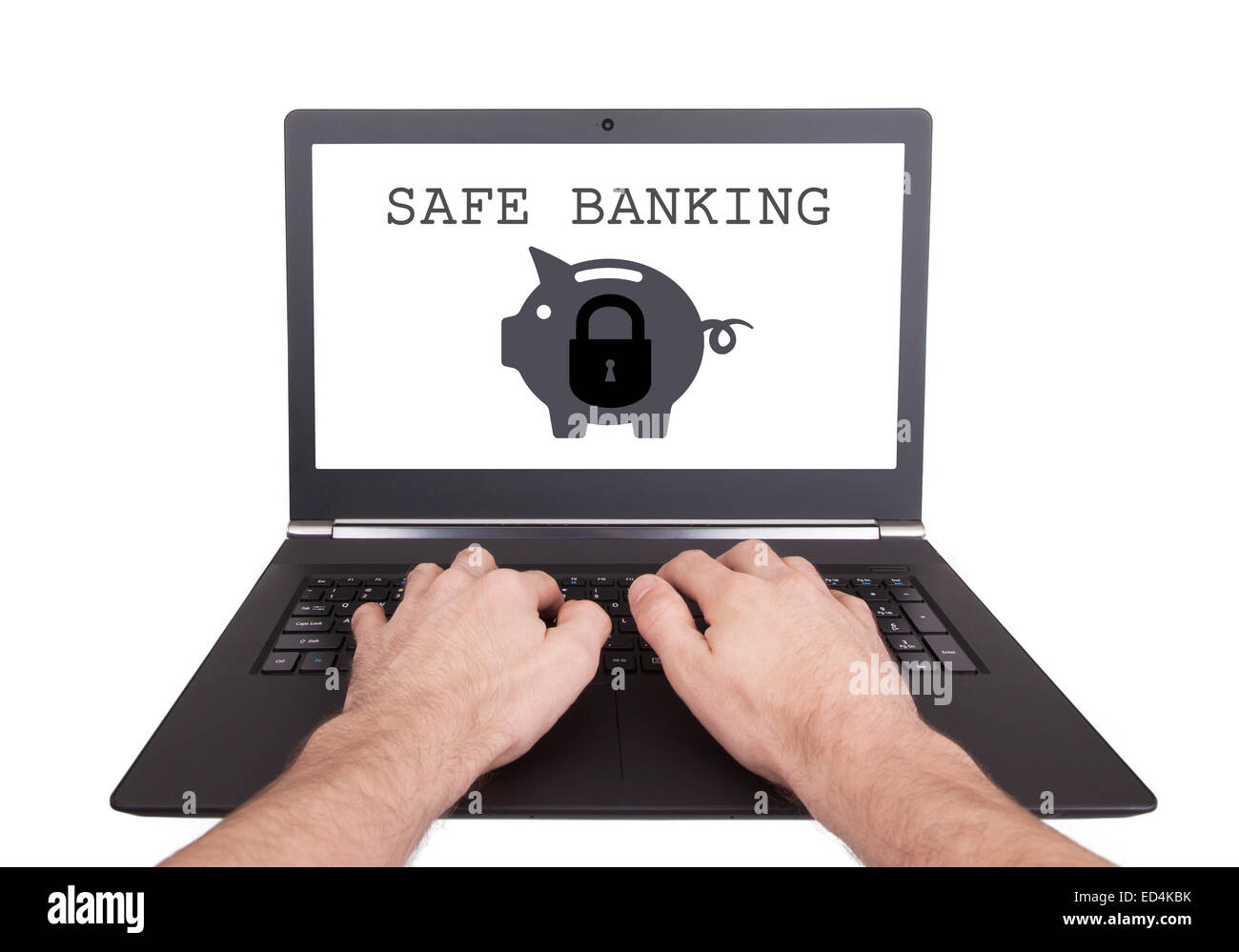 Man using laptop bank Cut Out Stock Images & Pictures - Alamy