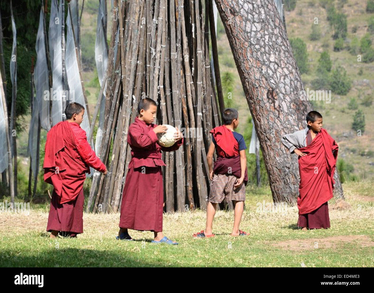 Child Monks Bhutan Stock Photo - Alamy