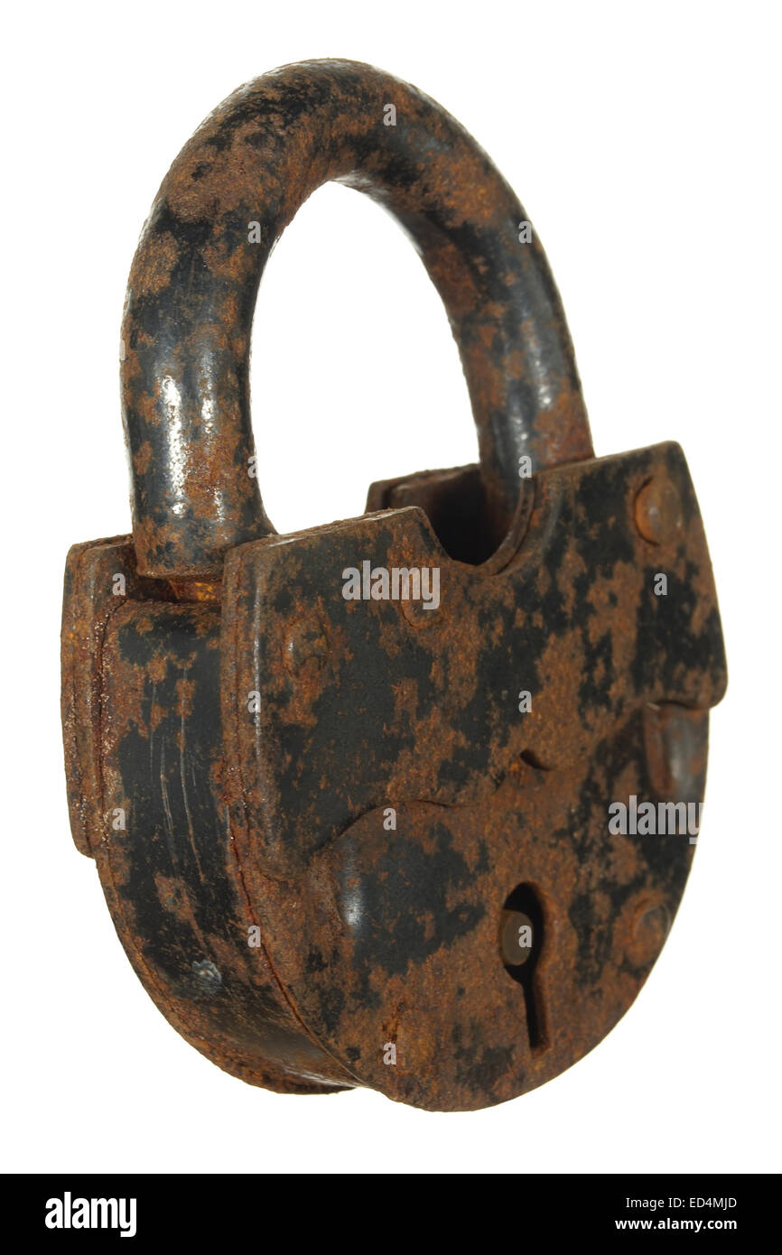 Old rusty padlock isolated on white background Stock Photo - Alamy