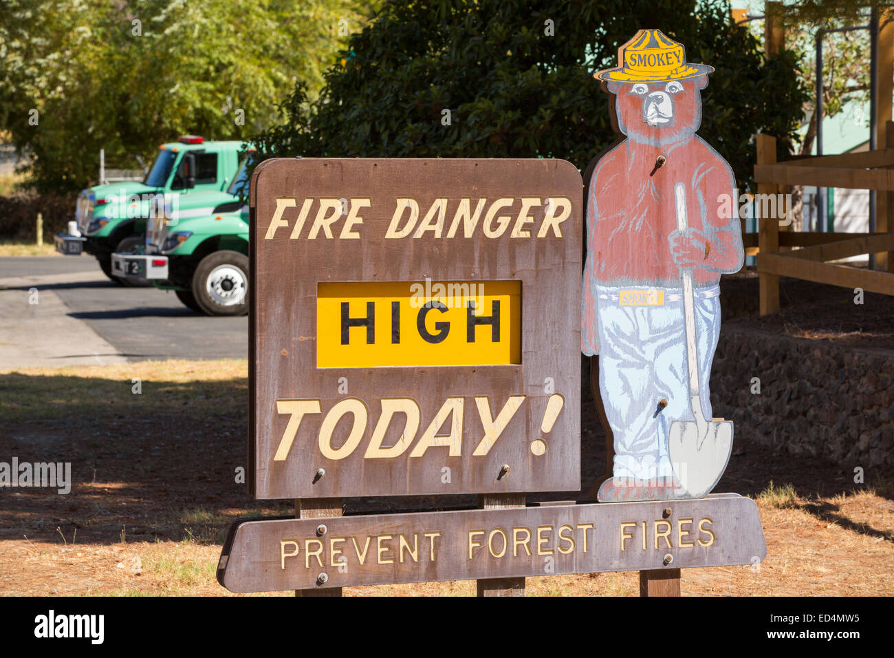 A wildfire danger sign in Springville, near Porterville, California ...
