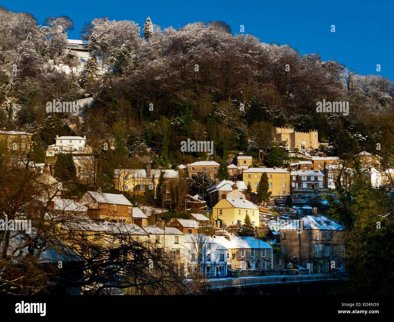 Winter snow at Matlock Bath in the Derbyshire Peak District England UK ...