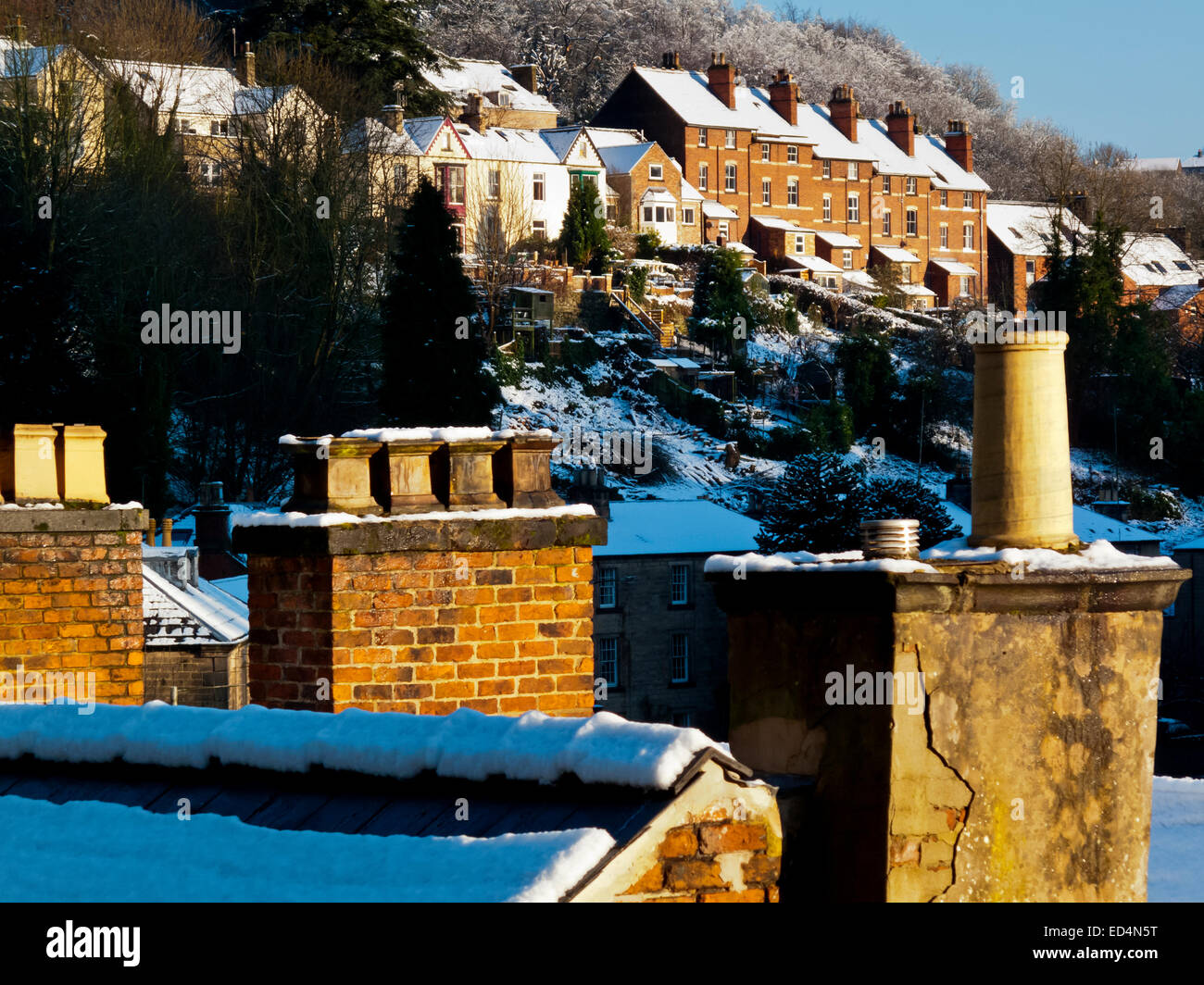 Winter snow at Matlock Bath in the Derbyshire Peak District England UK ...