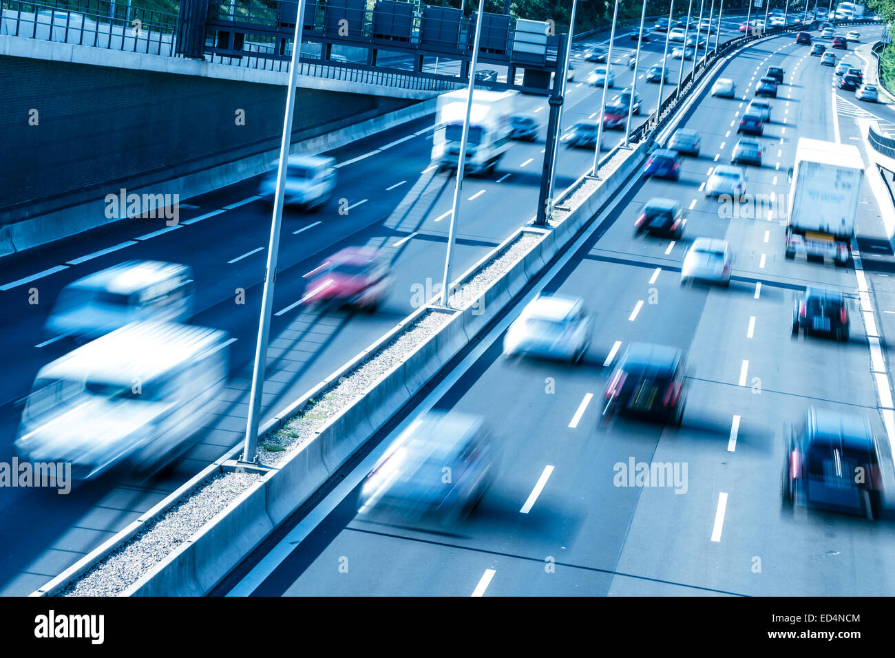 cars on highway in blue color Stock Photo - Alamy