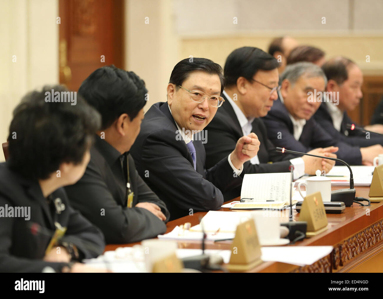 Beijing, China. 27th Dec, 2014. Zhang Dejiang (3rd L), chairman of the ...