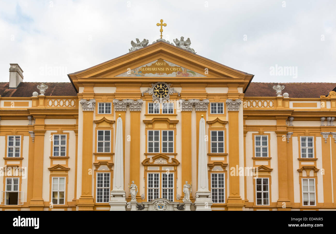 Exterior of Melk Abbey a Benedictine monastery overlooking river Danube ...