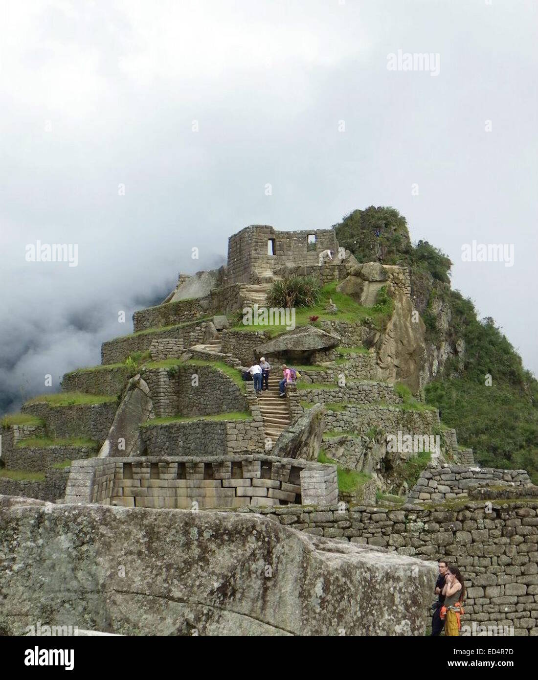 Incan stone buildings and terraces at Machu Picchu, Cusco, Peru Stock ...